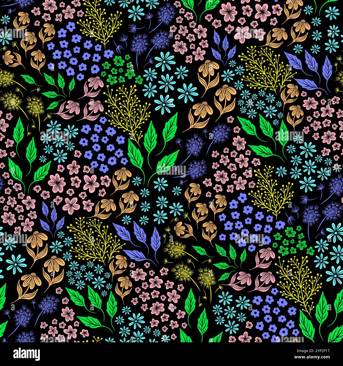 Seamless Little Flowers Pattern. Hand Drawn Floral Print Stock Photo ...