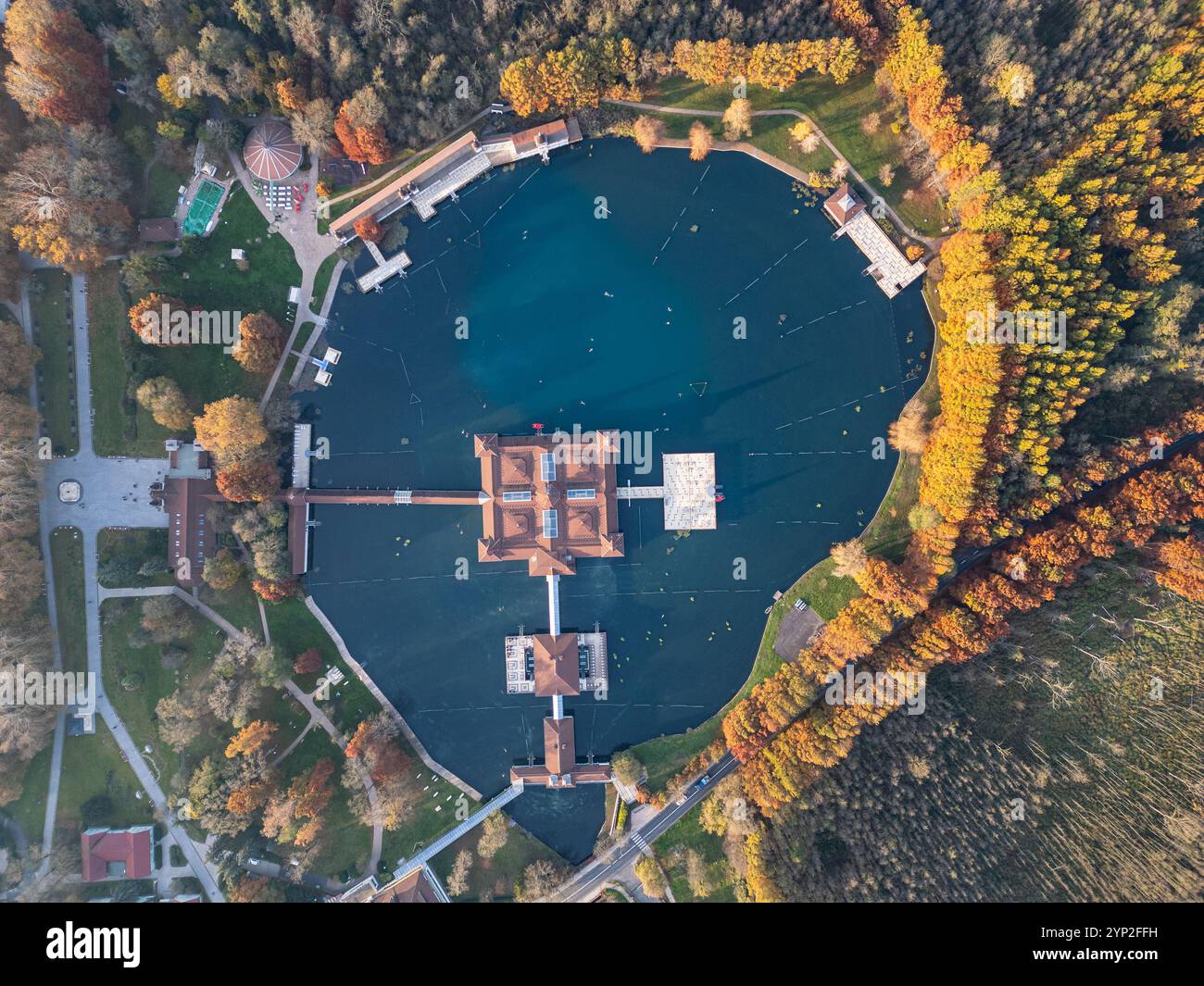 Aerial view of Lake Heviz, thermal Lake in Hungary Stock Photo - Alamy