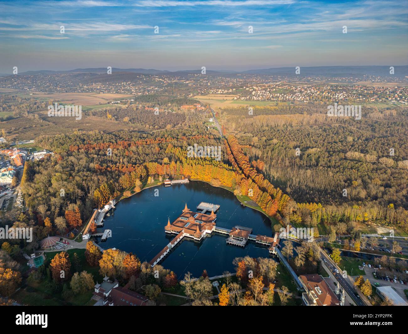 Aerial view of Lake Heviz, thermal Lake in Hungary Stock Photo - Alamy