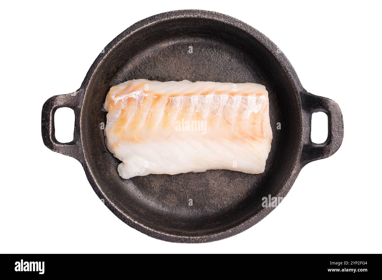 Raw cod fish fillets, whitefish without skin in skillet isolated on ...