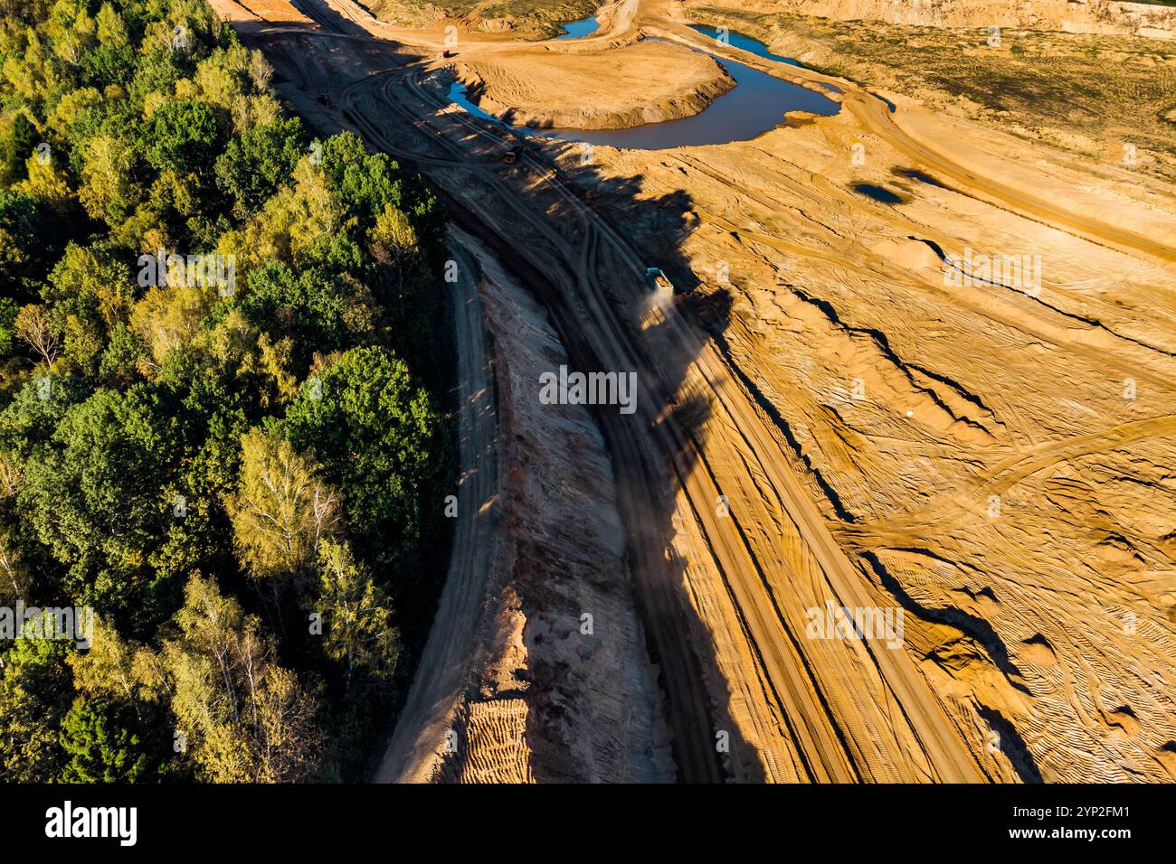 Aerial view of industrial landscape, sand quarry development Stock ...