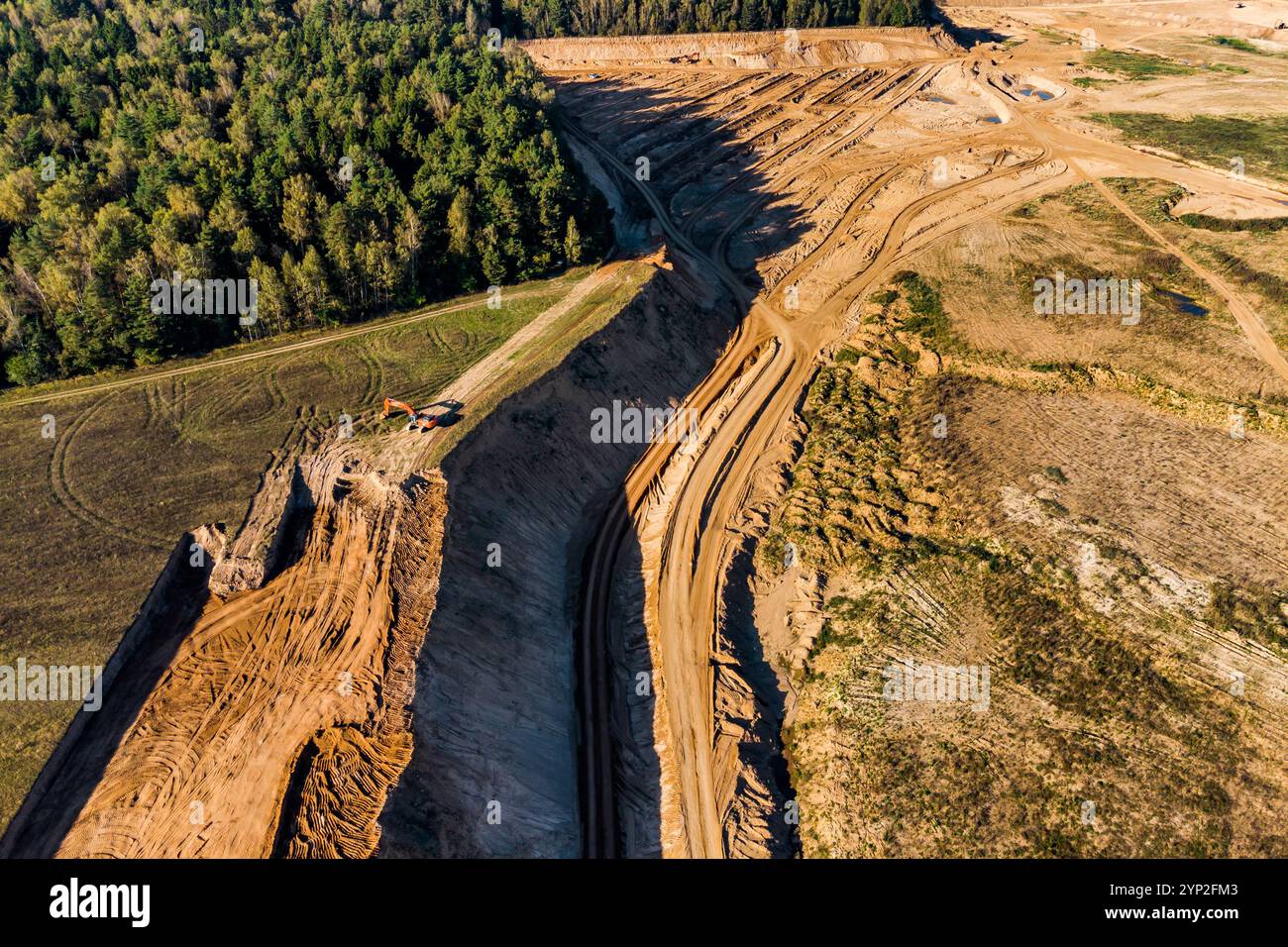 Aerial view of industrial landscape, sand quarry development Stock ...