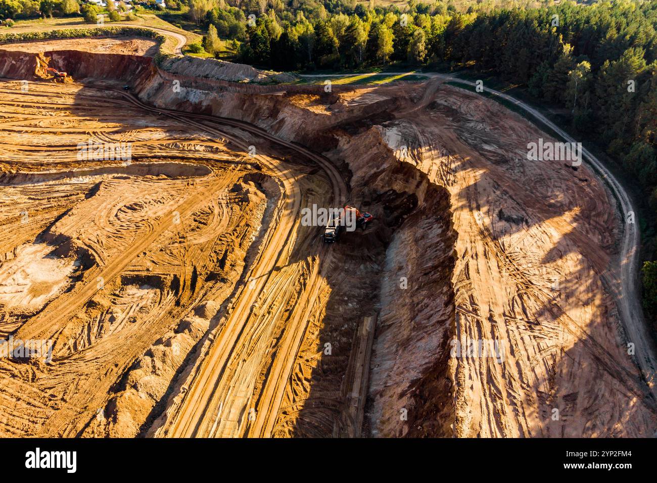 Aerial view of industrial landscape, sand quarry development Stock ...