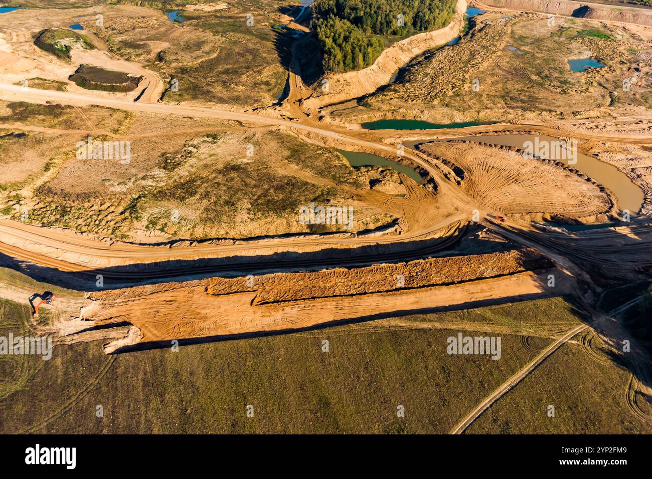 Aerial view of industrial landscape, sand quarry development Stock ...