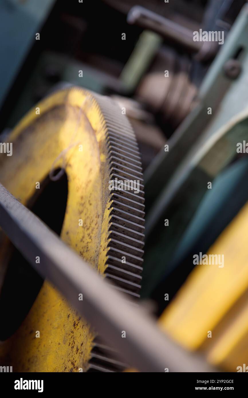 Detail of the old weaving loom in an abandoned textile factory Stock ...