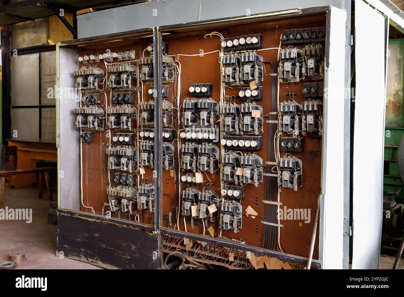 Old broken transformer stand in an abandoned factory Stock Photo - Alamy