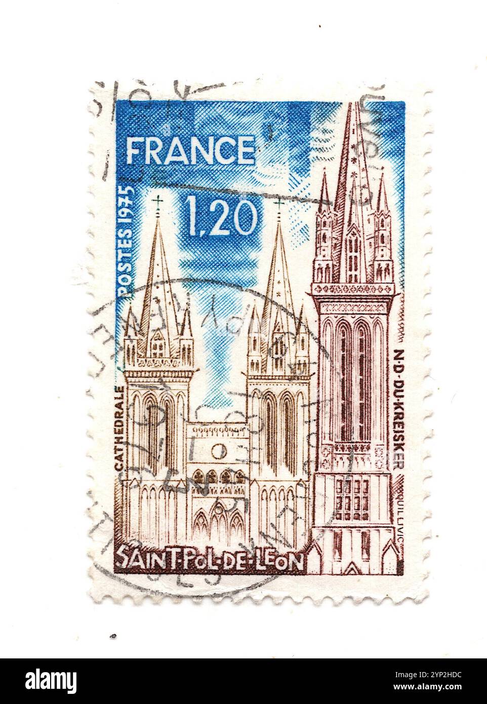 A vintage Saint Pol de Leon postage stamp from France isolated on a ...