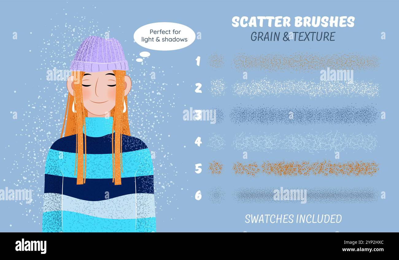 Grain scatter and texture brushes. Design kit Stock Vector Image & Art ...