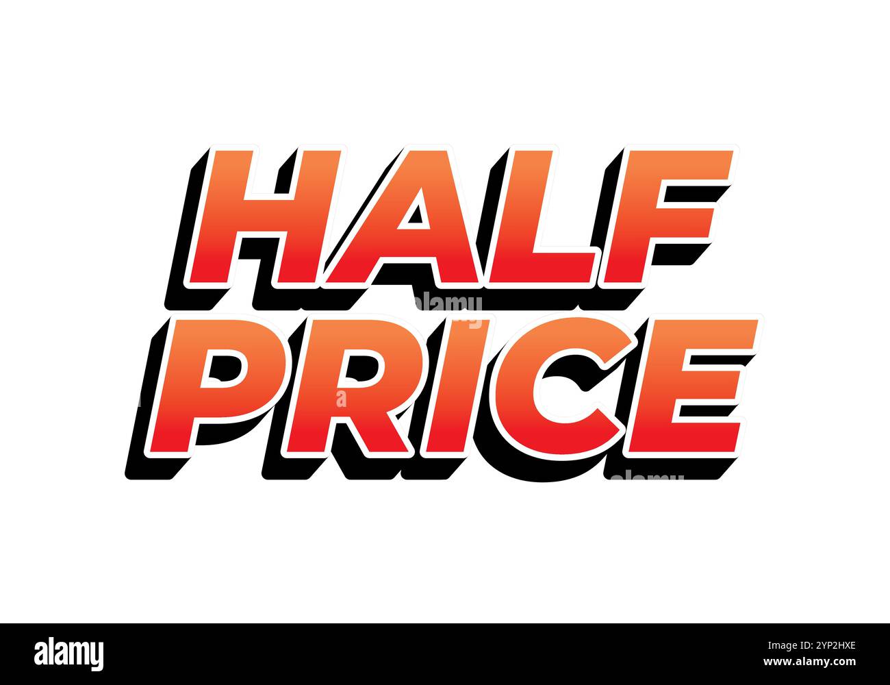 Half price. Text effect design in eye catching colors with three ...