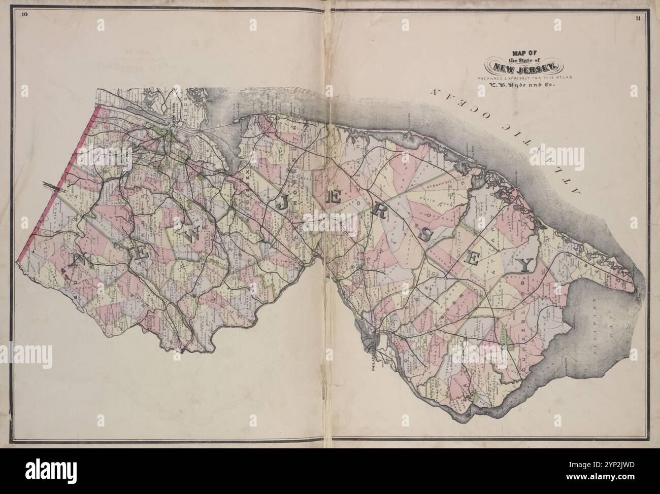 Map of State of New Jersey. 1877 Stock Photo - Alamy