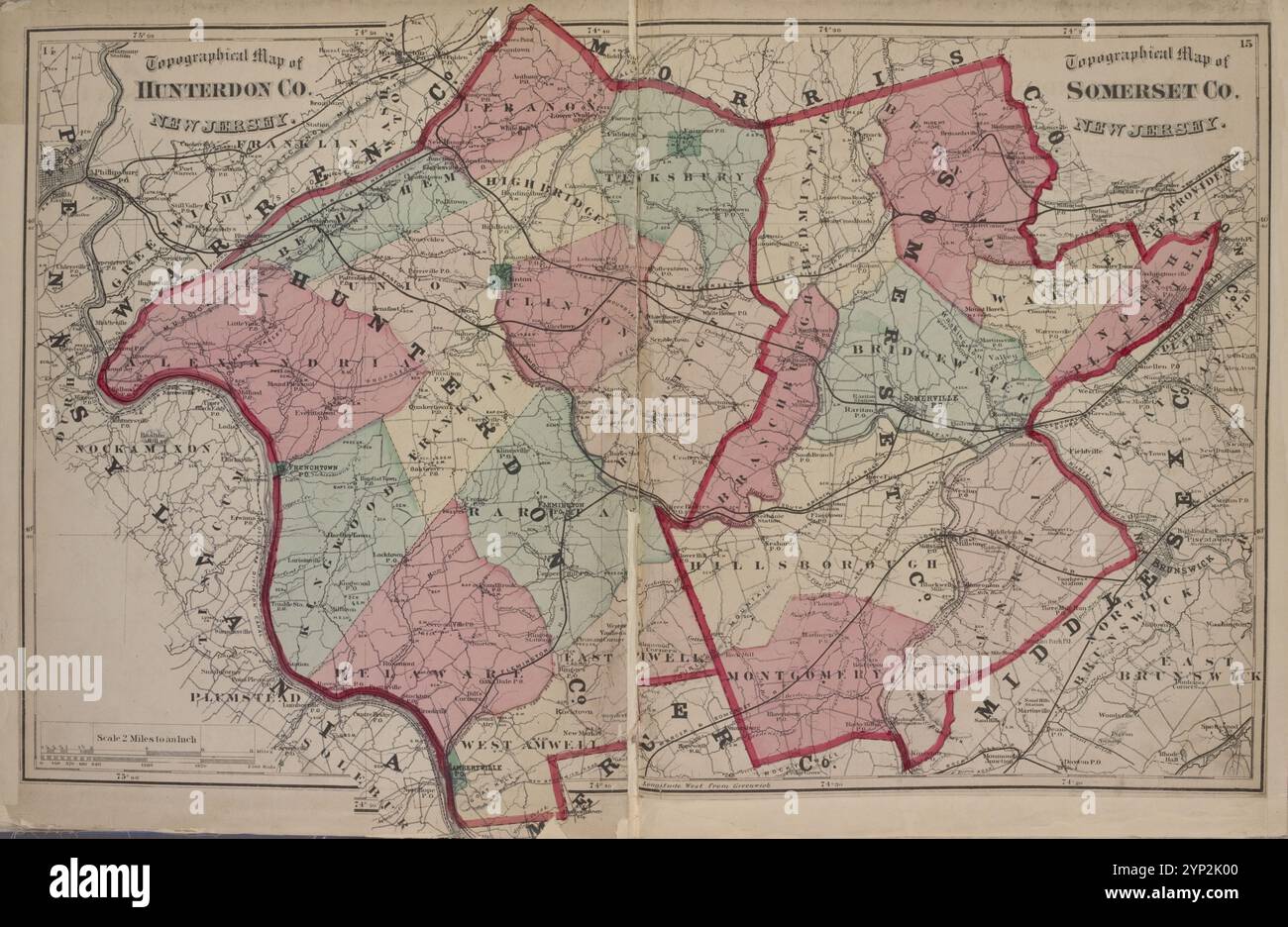 Topographical Map of Hunterdon Co., New Jersey. ; Topographical Map of ...