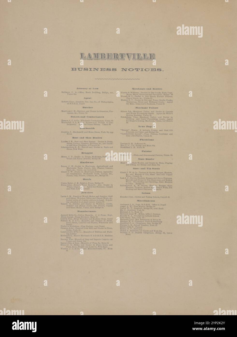 Lambertville map hi-res stock photography and images - Alamy