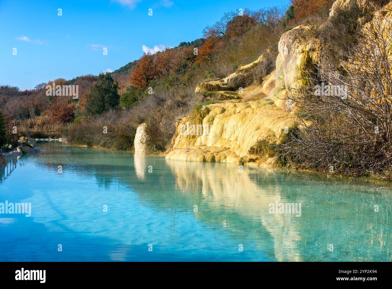 Antique Roman thermal baths hot springs in Bagno Vignoni, Tuscany ...