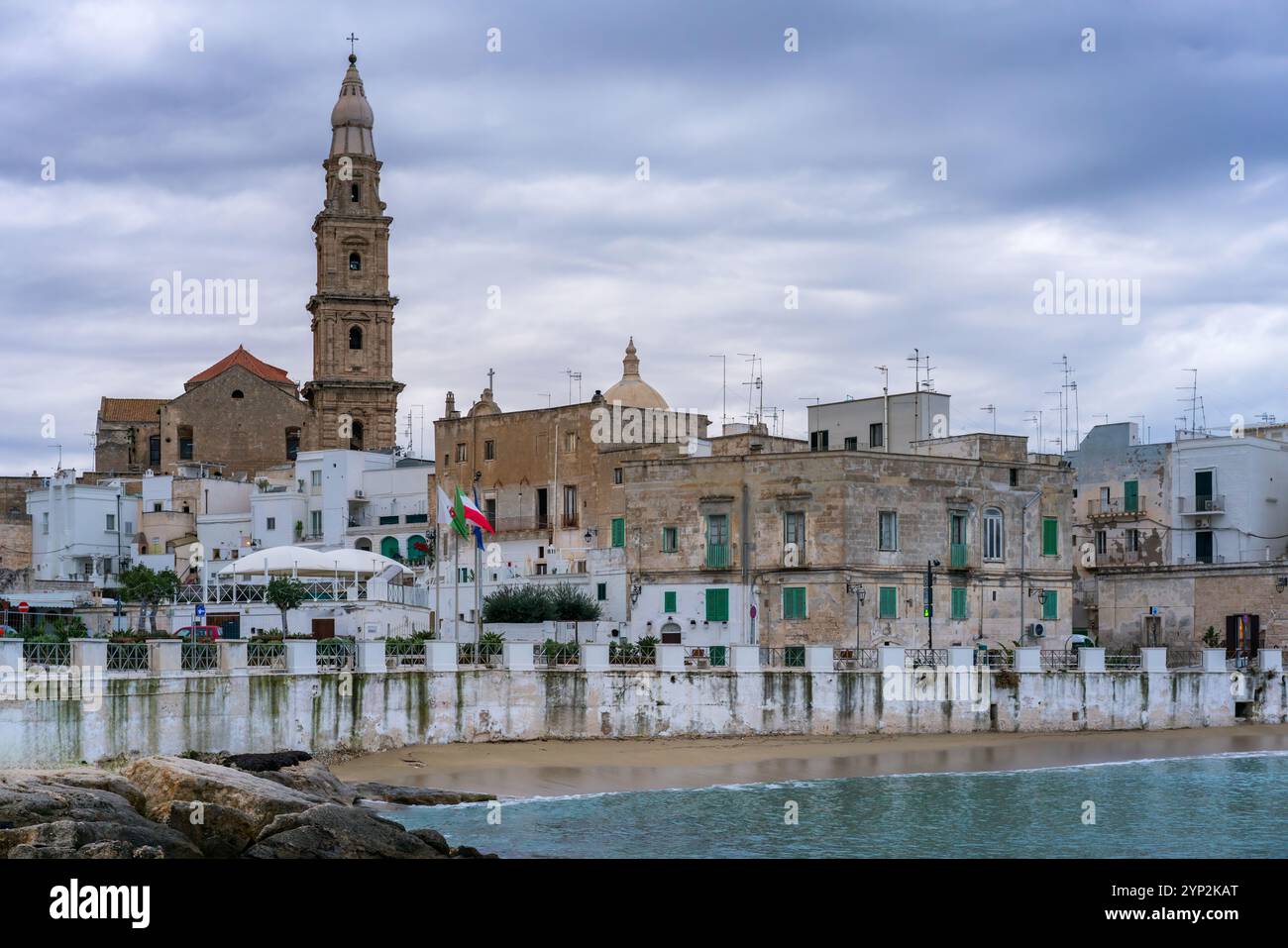 Monopoli historic city with old houses and Maria Santissima della Madia ...
