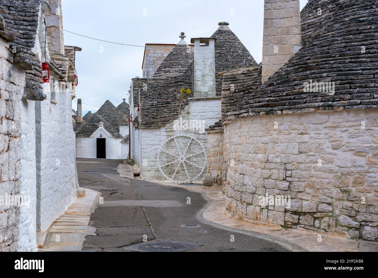 Alberobello iconic old Trullo and Trulli white houses with stone ...
