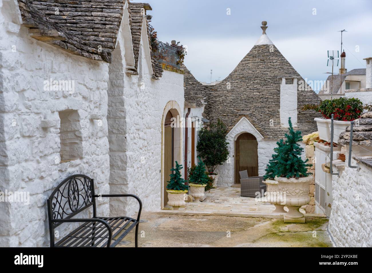 Alberobello iconic old Trullo and Trulli white houses with stone ...