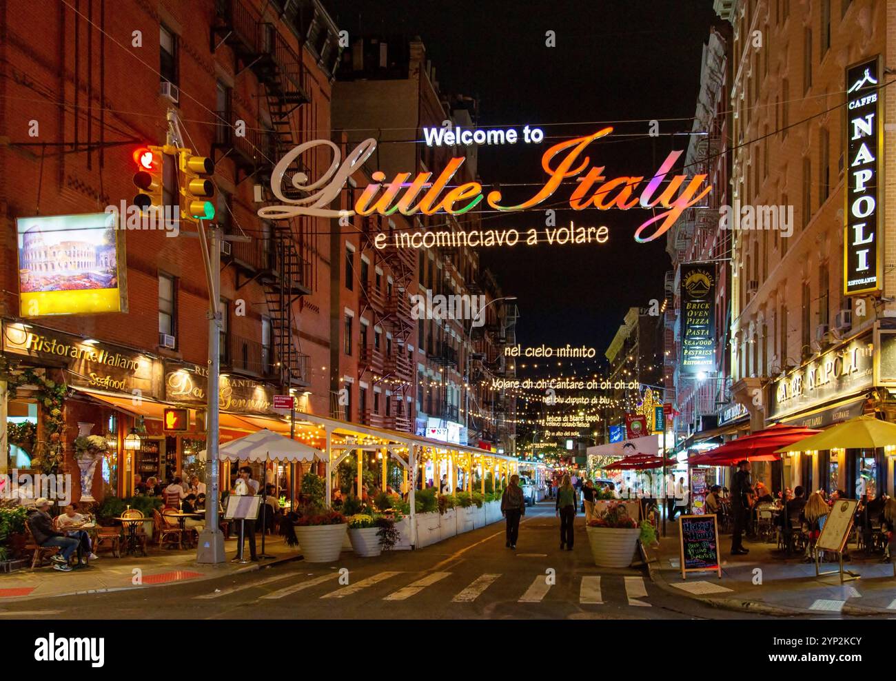 The Welcome to Little Italy sign at the junction of Mulberry Street and ...