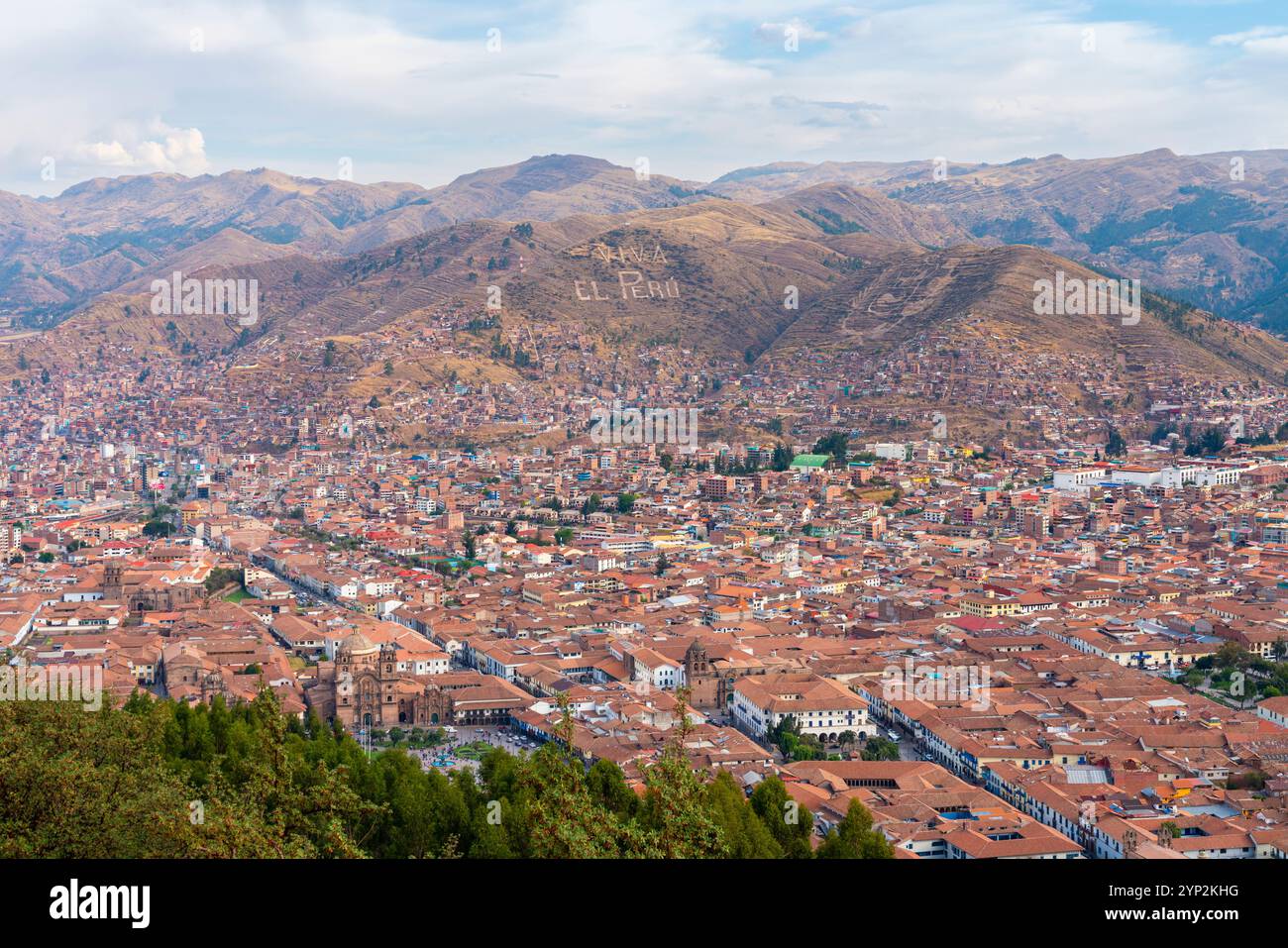 Elevated view of Cusco, UNESCO World Heritage Site, Cusco Region, Peru ...