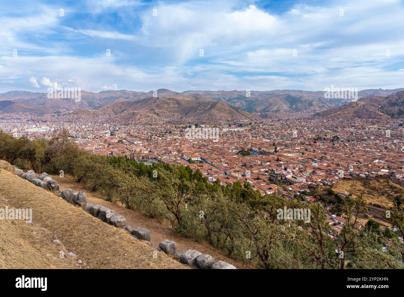 Elevated view of Cusco, UNESCO World Heritage Site, Cusco Region, Peru ...