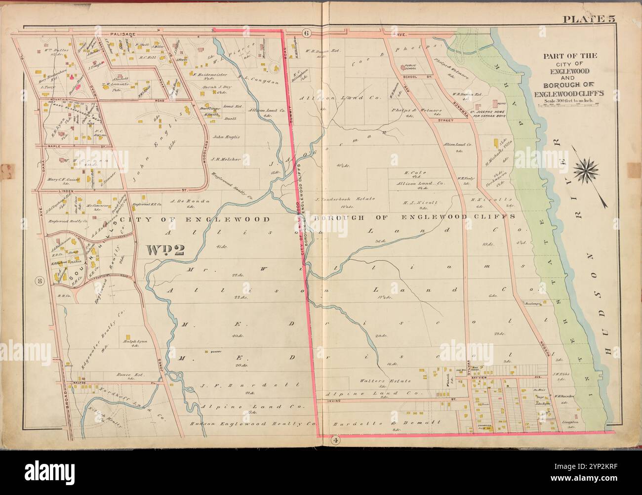 Bergen County, V. 1, Double Page Plate No. 5 [Map bounded by Palisade ...