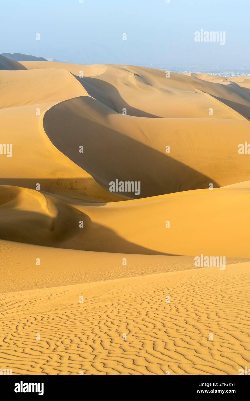 Sand dunes in desert at sunset, Huacachina, Ica District, Ica Province ...