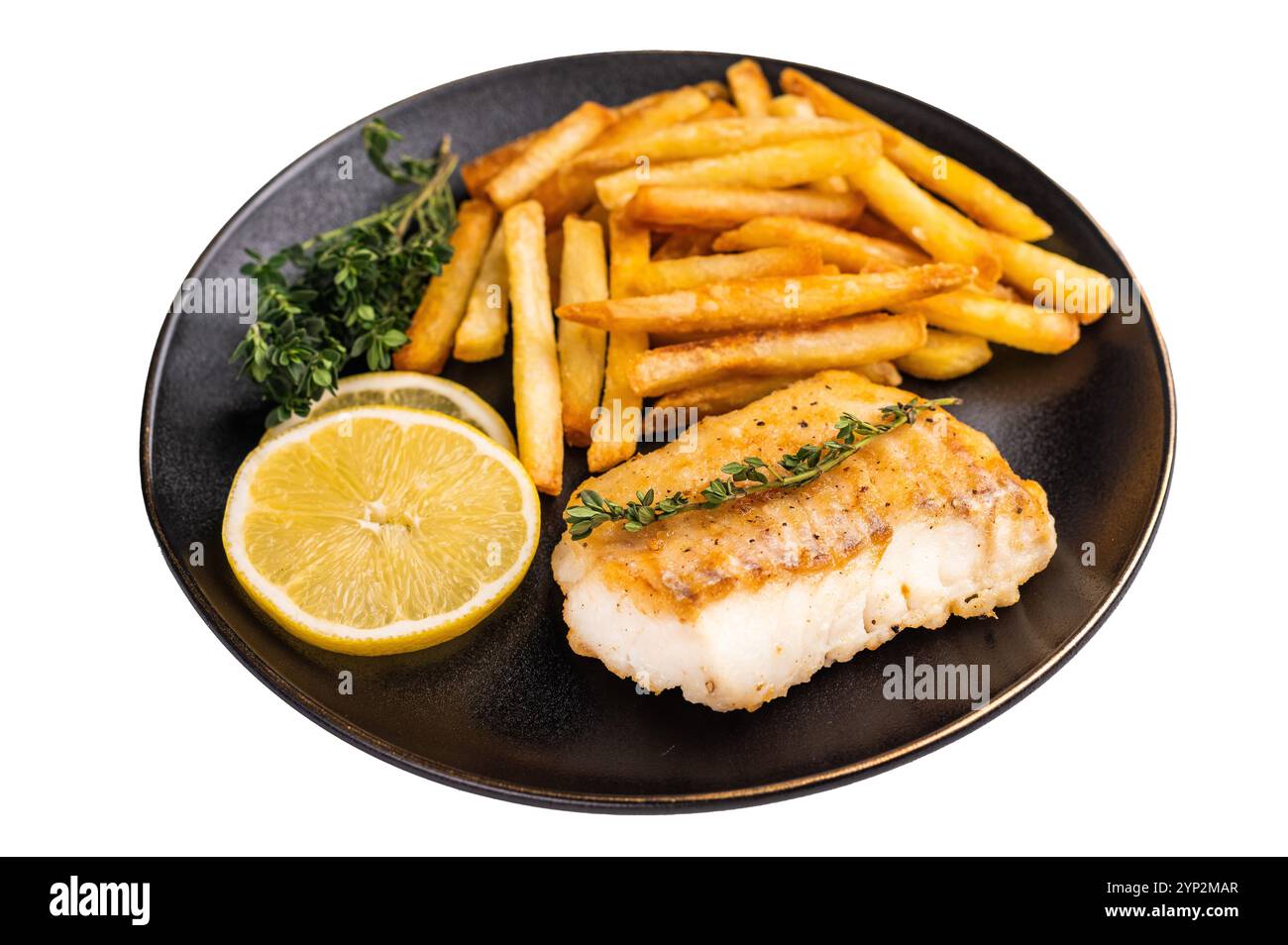 Homemade Fish and chips with roast cod whitefish fillet and fried ...