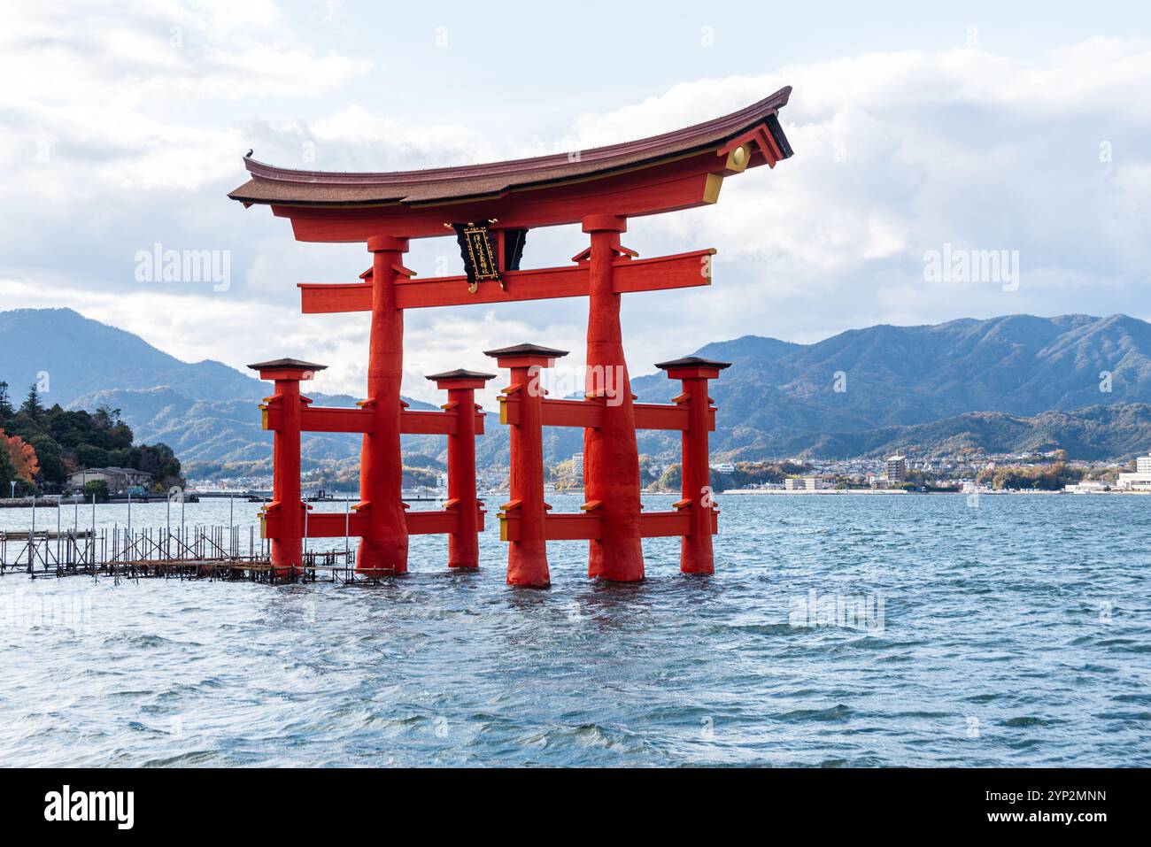 Landmark Otori gate in sea at high tide, Torii Gate of Miyajima, UNESCO ...