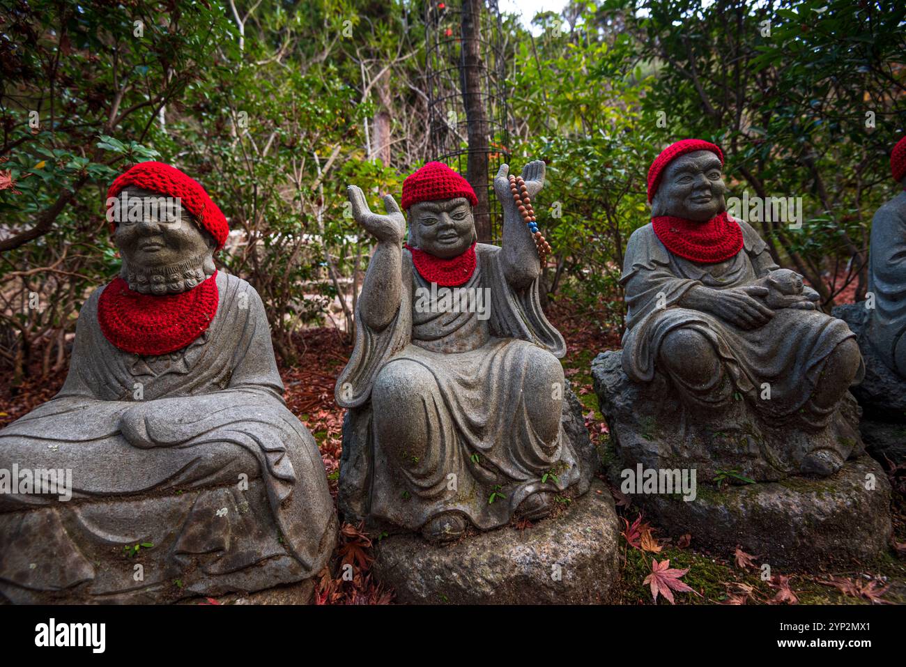 Daishoin Temple (Suisho-ji) with hundreds of Buddhist statues wearing ...
