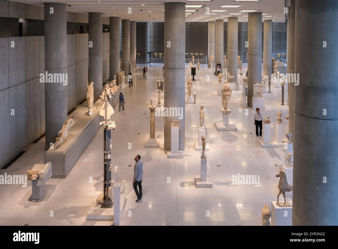 Objects on display at the Acropolis Museum, an archaeological museum ...