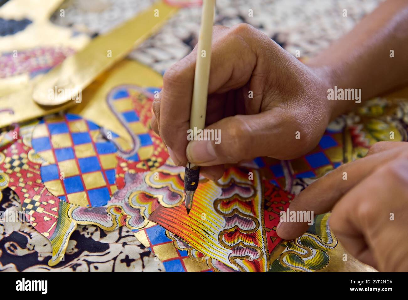 Workshop of puppets for shadow play (wayang kulit), Bima Art Shadow ...