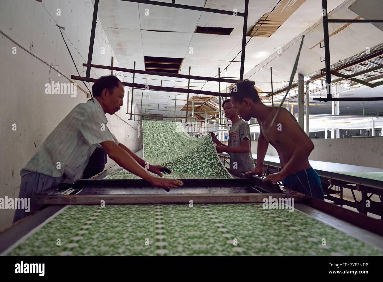 Batik factory, Sondakan district, Solo (Surakarta), Java island ...