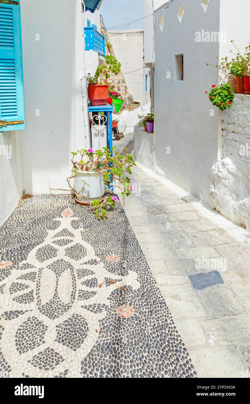 Old town street, Mandraki, Nisyros Island, Dodecanese Islands, Greek ...