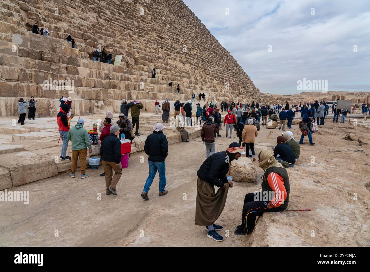 Tourists at the Great Pyramids complex, UNESCO World Heritage Site ...