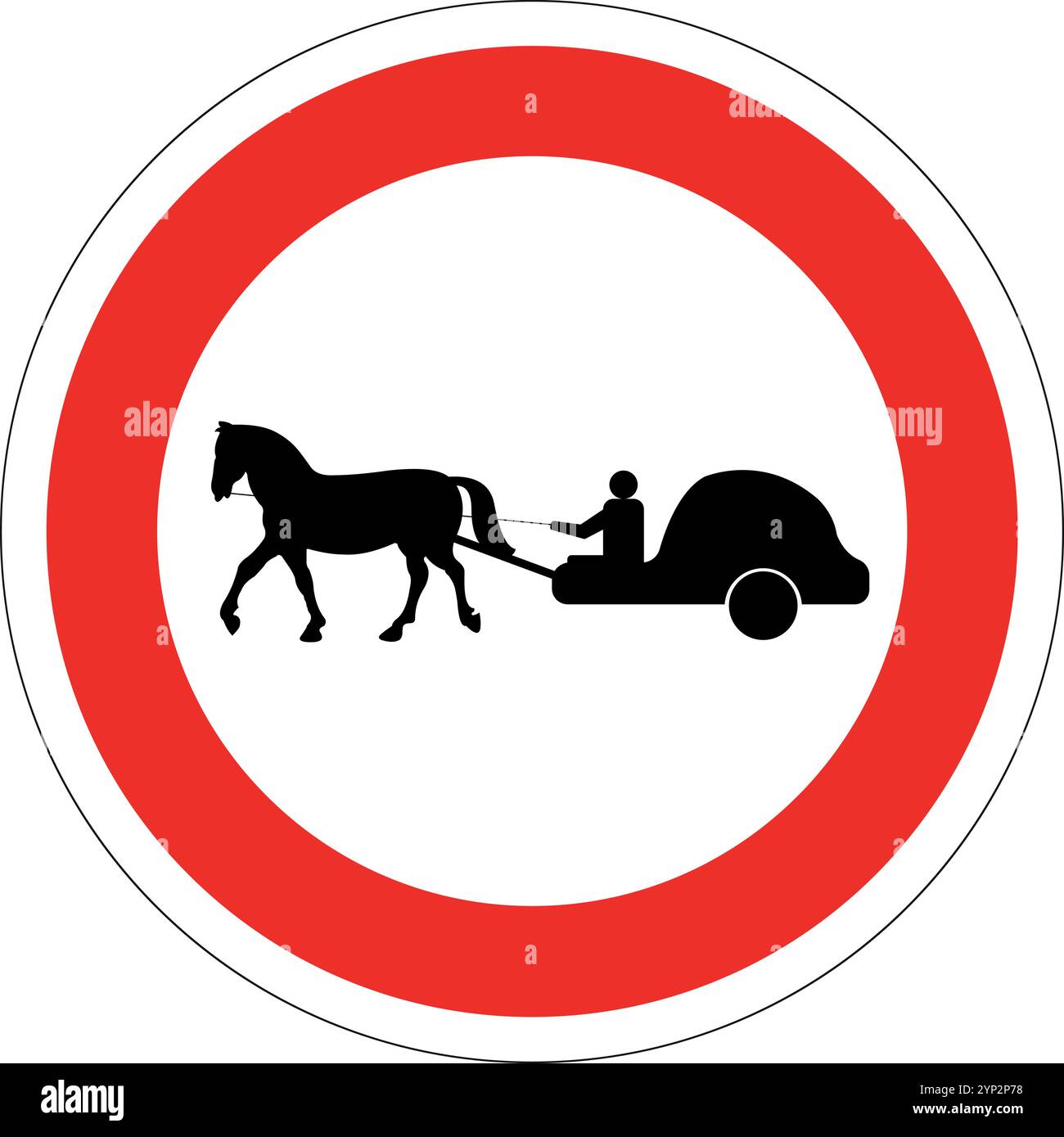 French road sign: Access forbidden to animal-drawn vehicles Stock ...