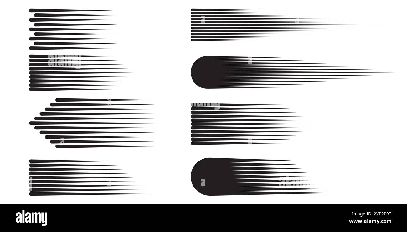 Black comic speed lines with curved corners. Motion effect vector ...