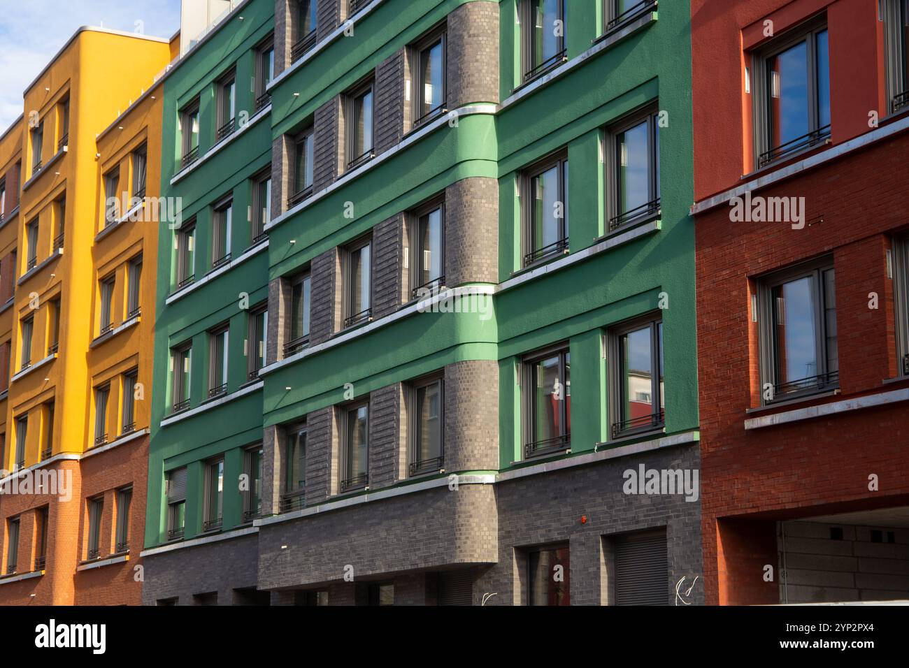 Newly built apartment buildings with various colourful facades Stock ...