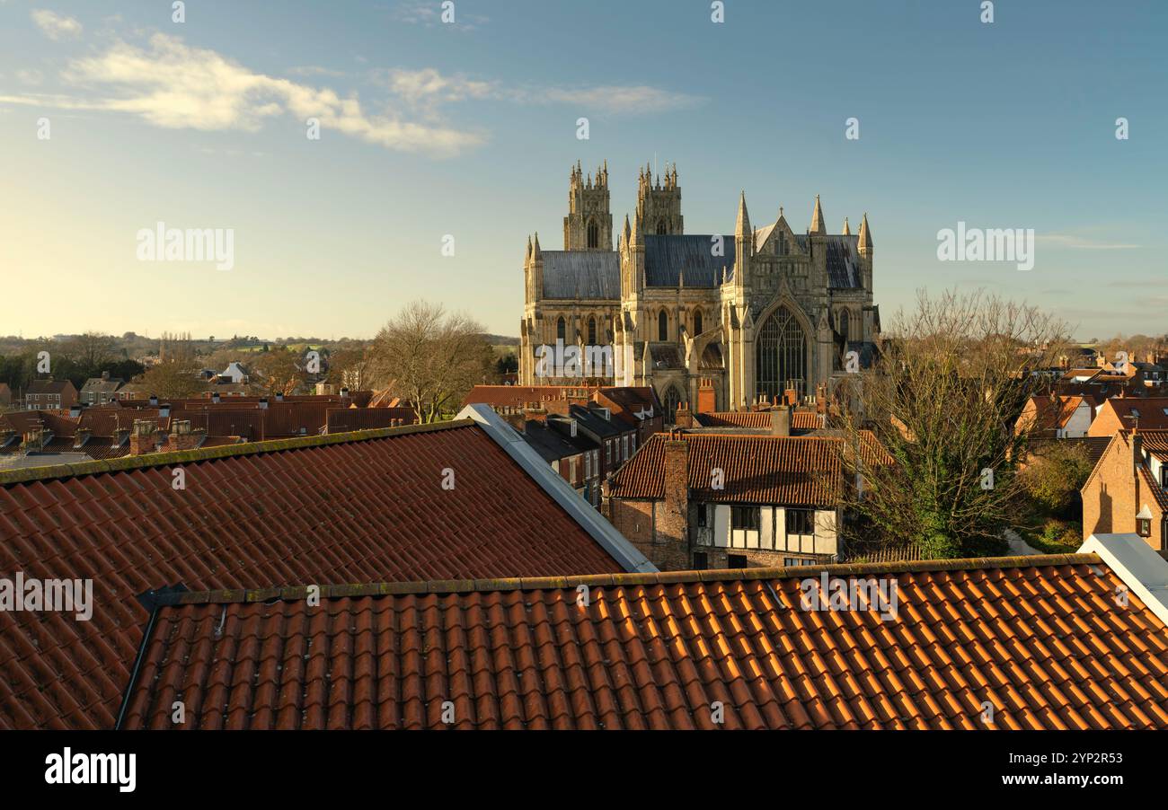 Elevated view of the historical, ancient Minster on a fine winter's ...