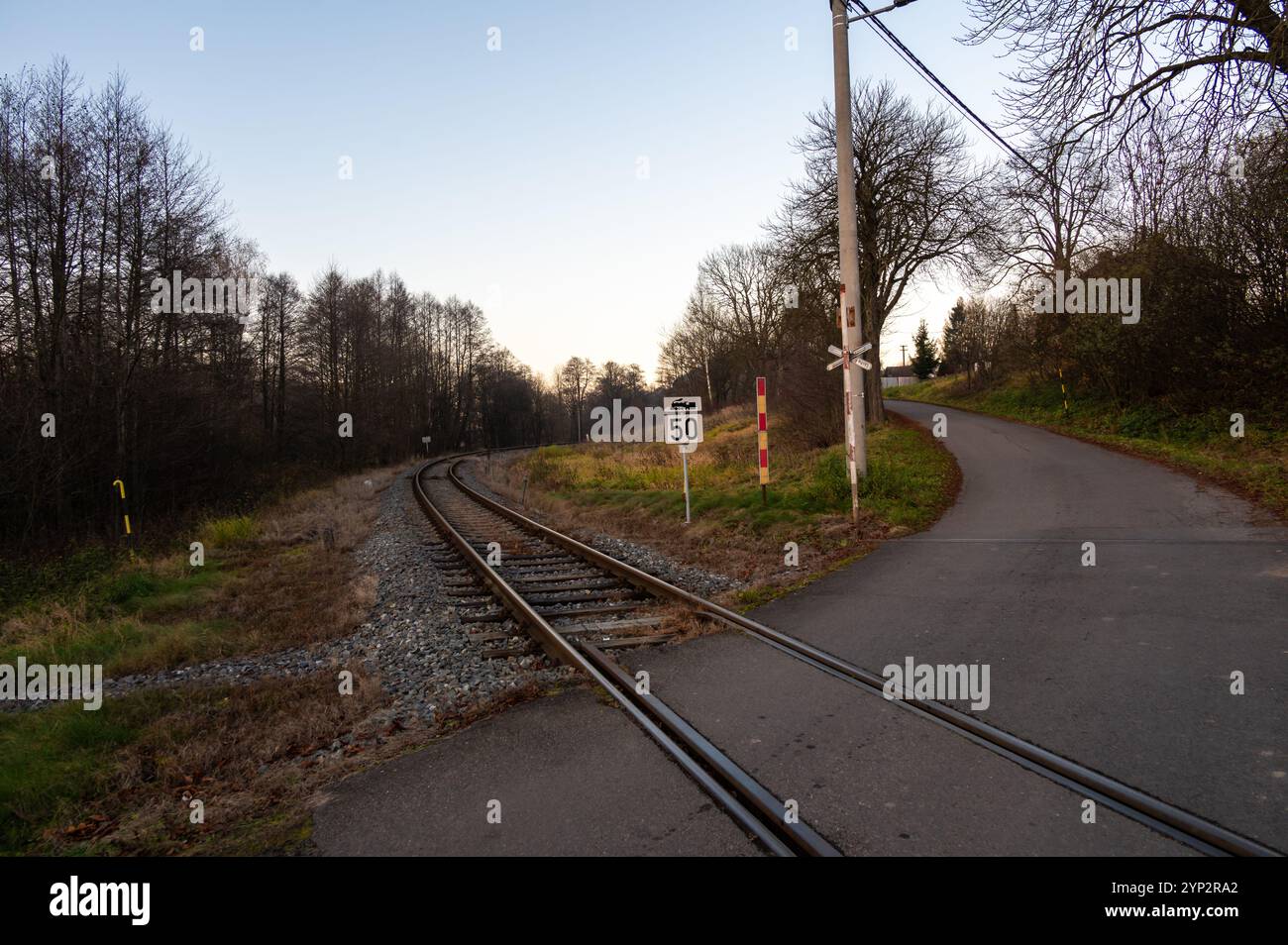 A nostalgic view of the railway tracks, signals, and station in the ...