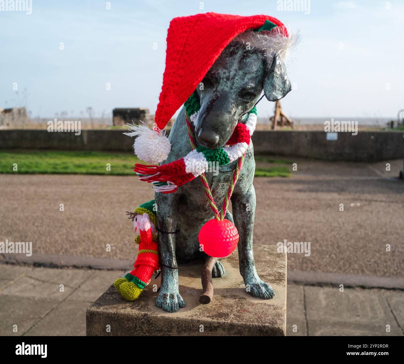 Aldeburgh on the Suffolk Coast England November 2024 The bronze statue ...