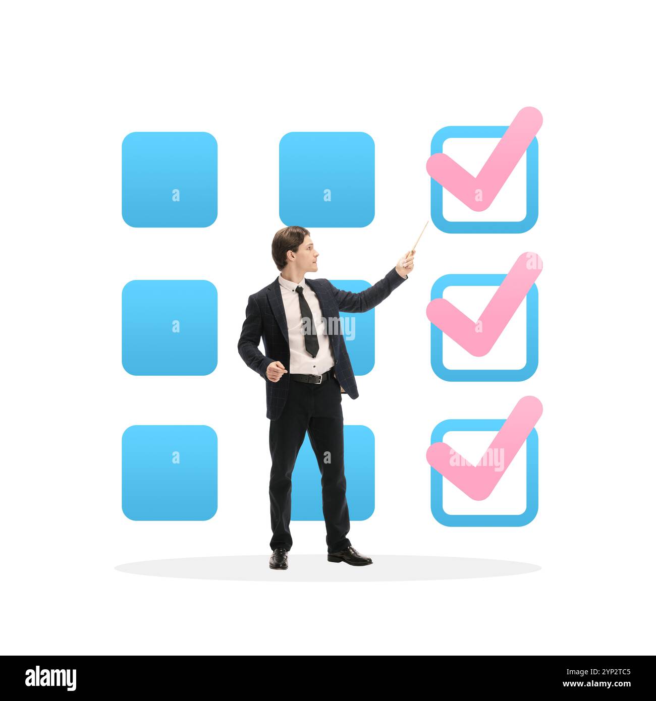 Goals. Businessman in formal attire directing attention to visual ...