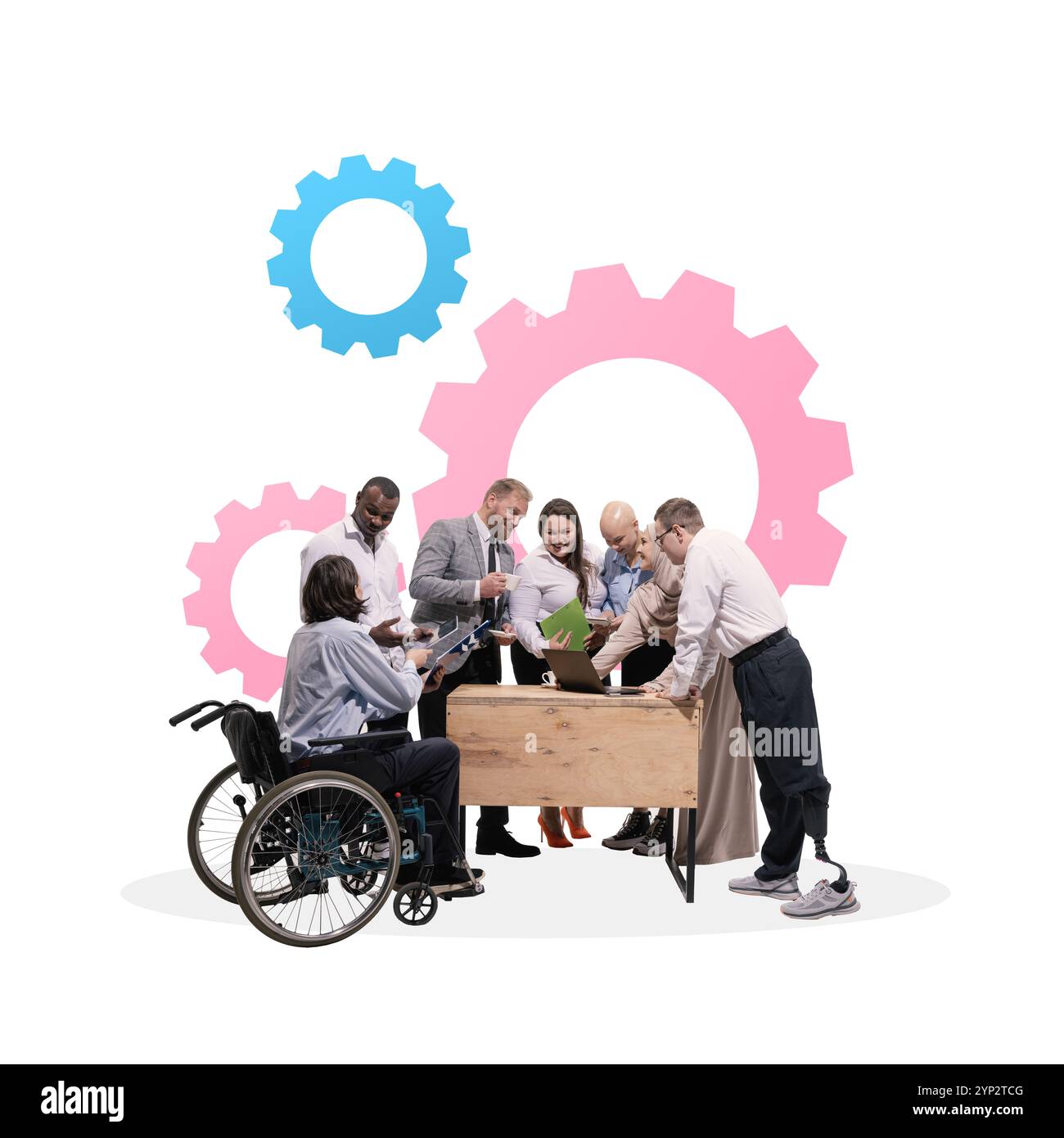 Teamwork. Diverse team, including individuals with disabilities ...