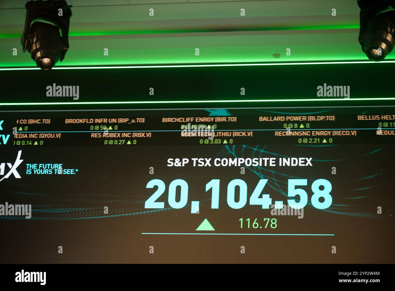 The S&P TSX composite index screen at the TMX Market Centre in downtown Toronto is photographed ...