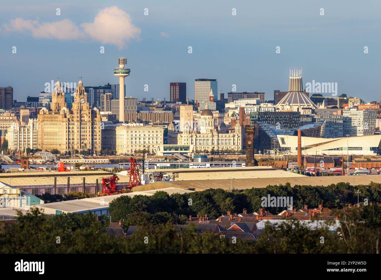 A stunning view of Liverpool’s iconic skyline during golden hour. The ...