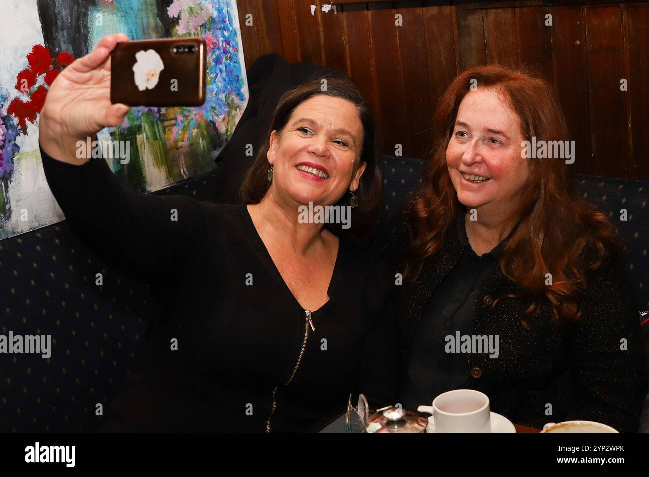 Sinn Fein leader Mary Lou McDonald takes a selfiie with singer Mary ...