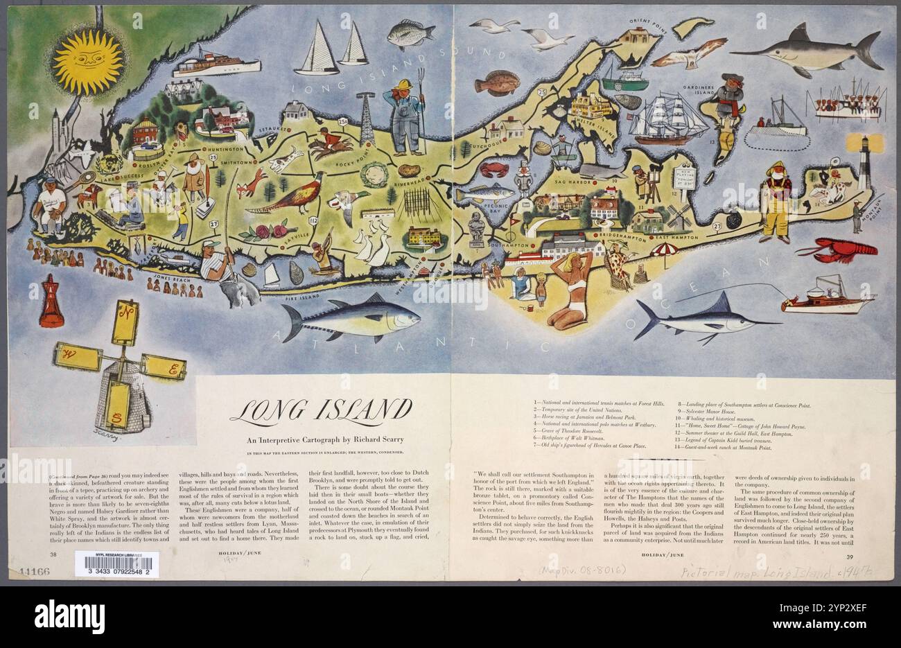 Long Island: an interpretive cartograph 1947 by Scarry, Richard Stock ...
