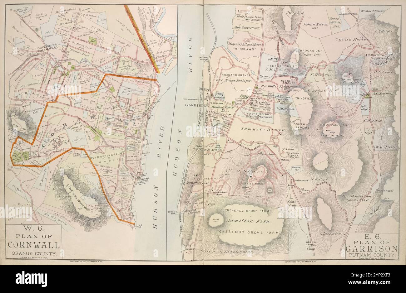 Plan of Cornwall Orange County. Spread E-W 1891 by Beers, F. W ...
