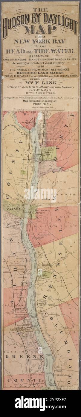 The Hudson by daylight map, from New York Bay to the head of tide water ...