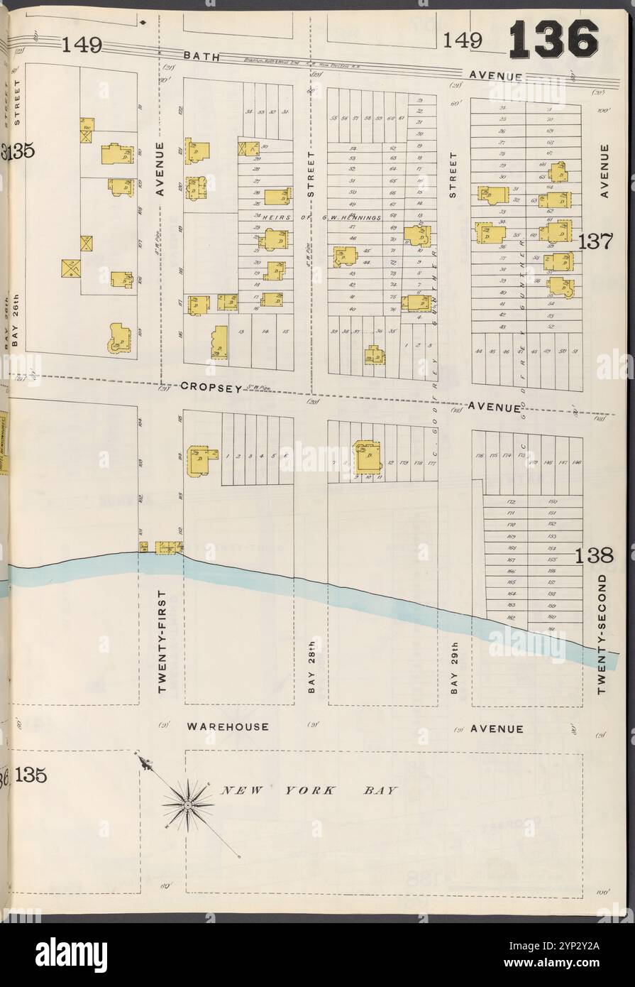 Brooklyn Vol. B Plate No. 136 [Map bounded by Bath Ave., 22nd Ave ...