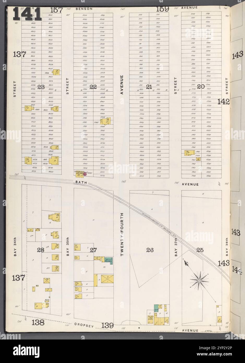 Brooklyn Vol. B Plate No. 141 [Map bounded by Bay 34th St., Benson Ave ...