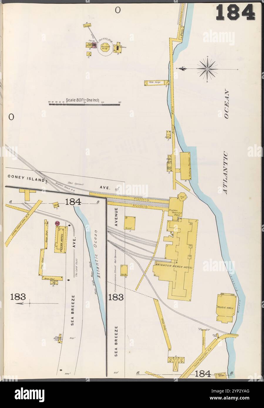Brooklyn Vol. B Plate No. 184 [Map bounded by Atlantic Ocean, Sea ...